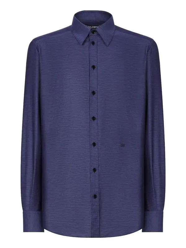 Dolce & Gabbana Long-sleeved Cotton-blend Shirt - Blue