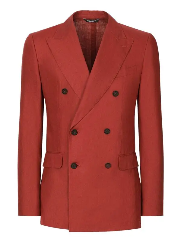 Dolce & Gabbana Double-breasted Linen Blazer - Red
