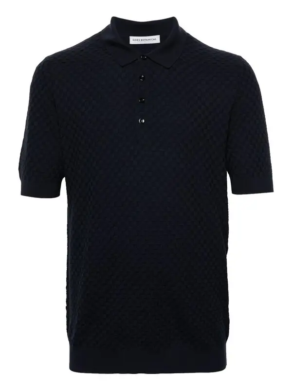 GOES BOTANICAL Interlock Merino Wool Polo Shirt - Blue
