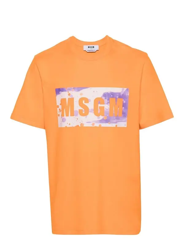 MSGM Logo-print Cotton T-shirt - Orange