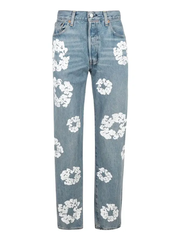 DENIM TEARS X Levi's Wreath Print Straight-leg Jeans - Blue