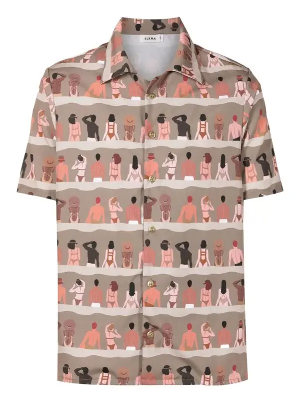 AMIR SLAMA Graphic-print Shirt - Brown