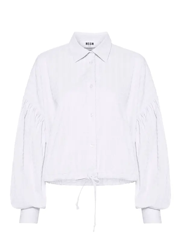 MSGM Drawstring-hem Seersucker Shirt - White