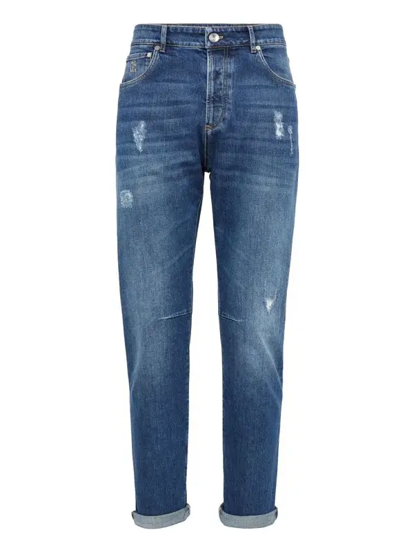 Brunello Cucinelli Straight-leg Distressed Jeans - Blue