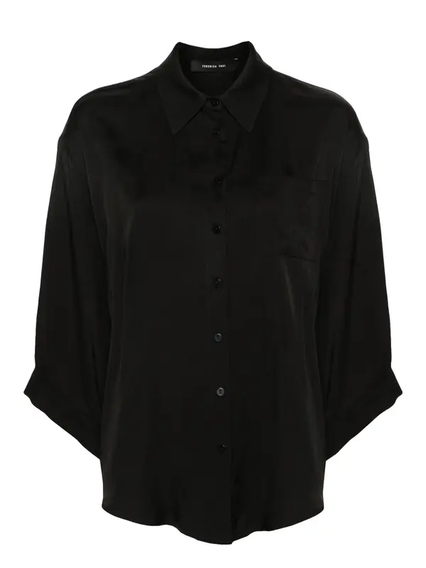 Federica Tosi Box-pleat-detail Twill Shirt - Black
