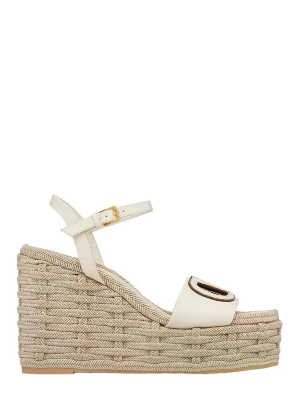 Valentino Garavani Vlogo Cut-out Wedged Espadrilles - White