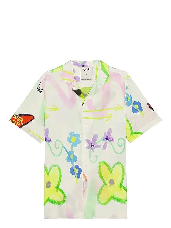 Oas Flower Shop Viscose Shirt In Ivory - Multi
