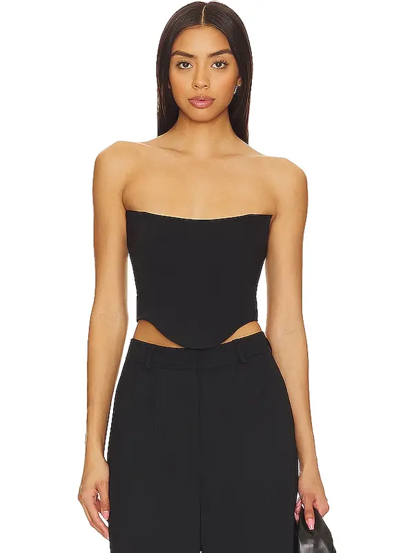 Amanda Uprichard Sabine Crop Top - Black