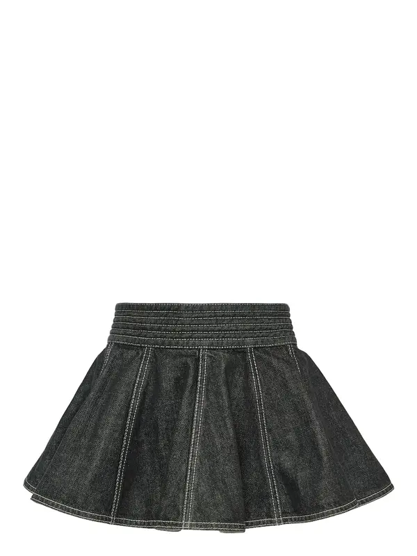 Alaïa Peplum Denim Skirt - Black