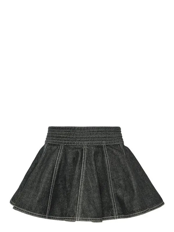 Alaïa Peplum Denim Mini Skirt With Belt - Black