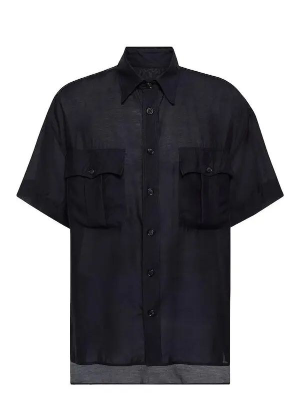 Giorgio Armani Jersey Bowling Shirt - Blue