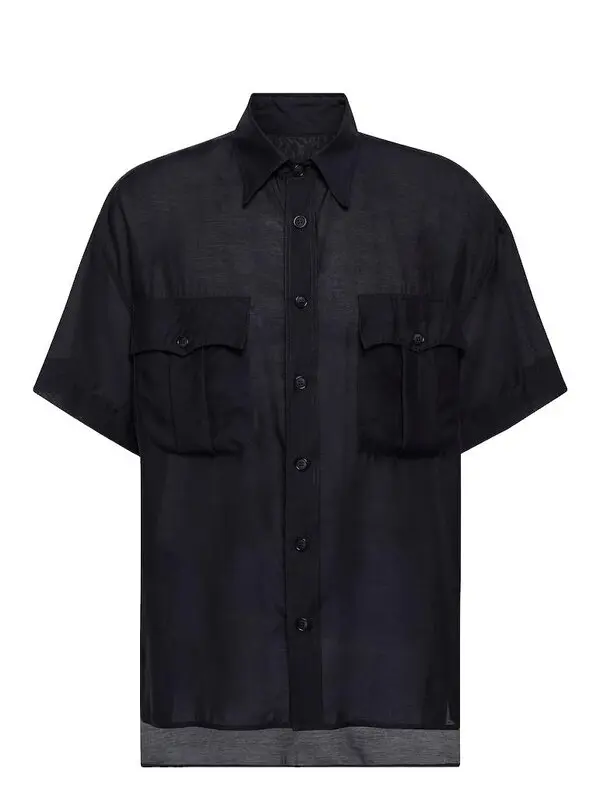 Giorgio Armani Jersey Bowling Shirt - Blue