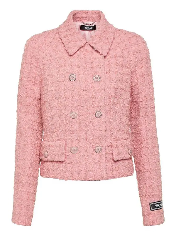 Versace Double-breasted Bouclé Tweed Jacket - Pink