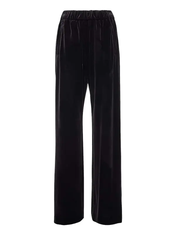 Dolce & Gabbana High-rise Velvet Wide-leg Trousers - Black