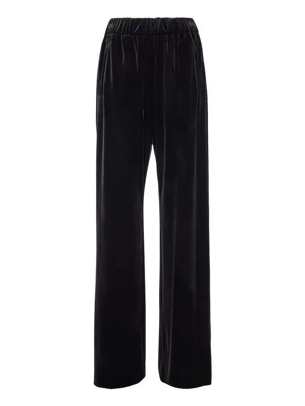 Dolce & Gabbana High-rise Velvet Wide-leg Trousers - Black