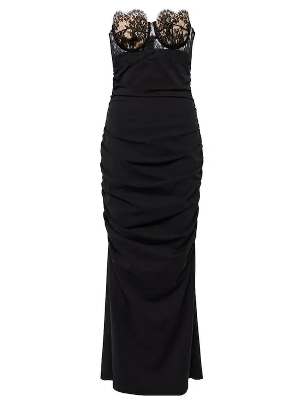 Dolce & Gabbana Lace-trimmed Gown - Black