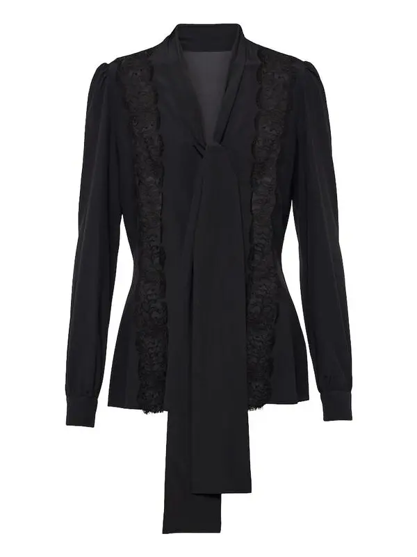 Dolce & Gabbana Tie-neck Silk-blend Blouse - Black