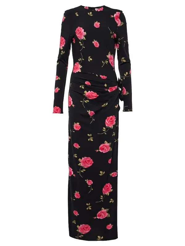 Magda Butrym Floral-appliqué Maxi Dress - Black