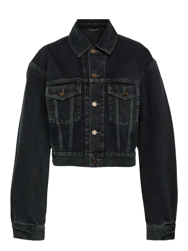 Saint Laurent 80s Cropped Denim Jacket - Blue