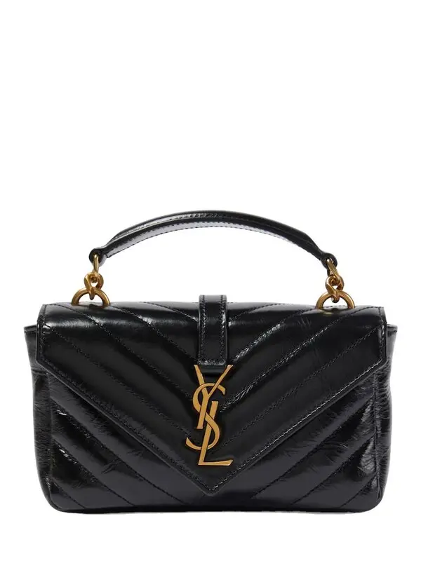 Saint Laurent College Mini Metalassé Shoulder Bag - Black