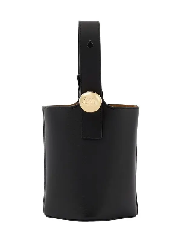 Loewe Pebble Mini Leather Bucket Bag - Black