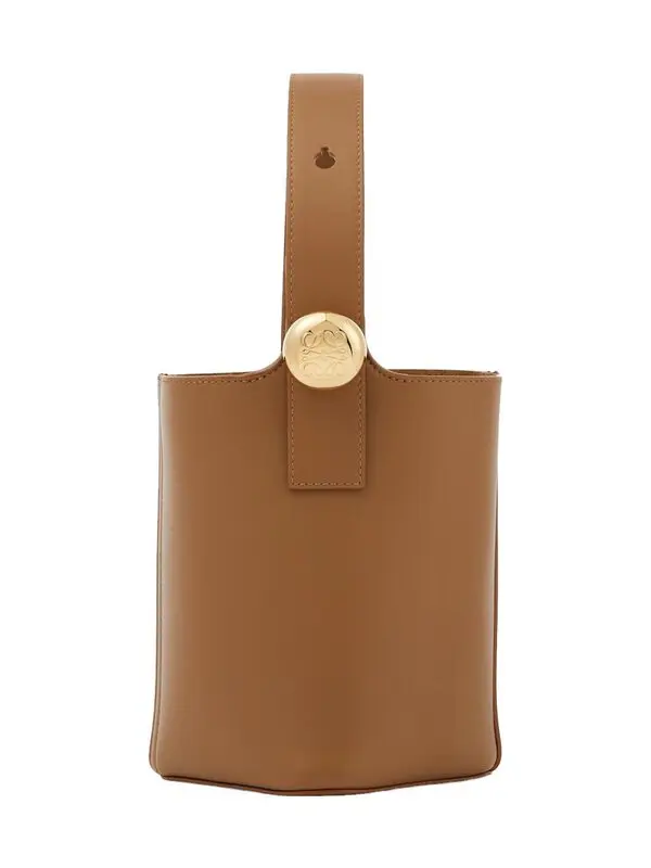 Loewe Pebble Mini Leather Bucket Bag - Brown