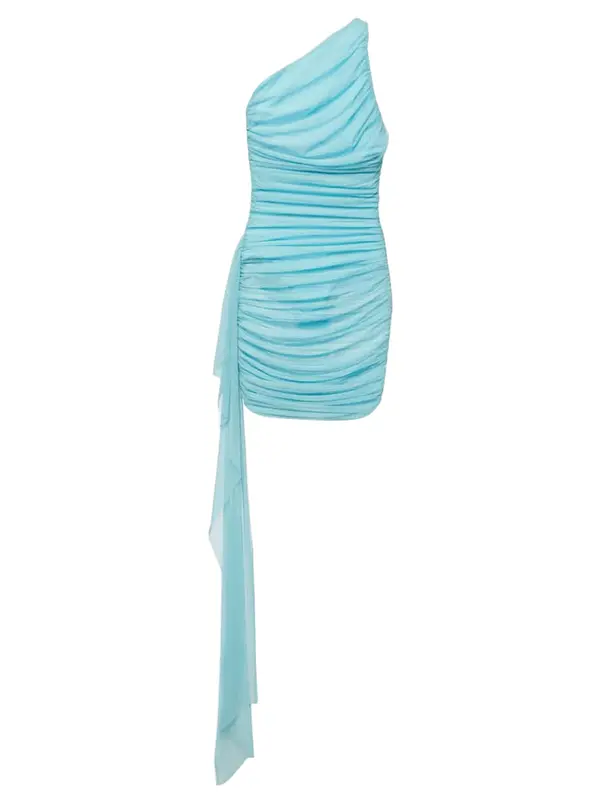 THE SEI Drape-detail Ruched Chiffon Minidress - Blue