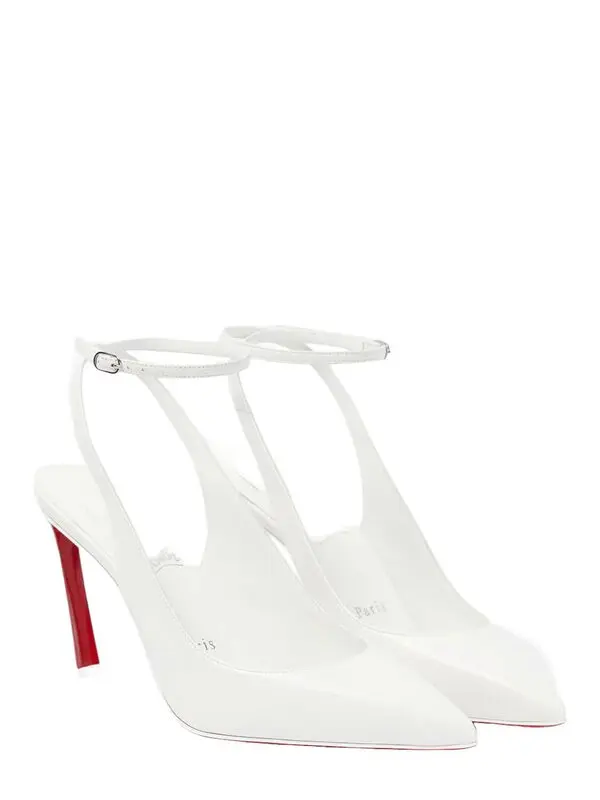 CHRISTIAN LOUBOUTIN Condora 85 Leather Slingback Pumps - White