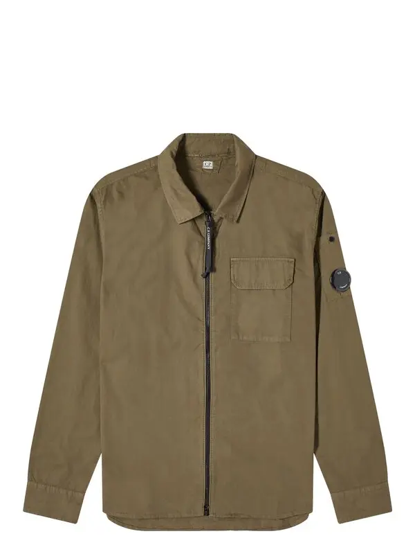 C.P. COMPANY Gabardine Zipped Shirt - Ivy Green