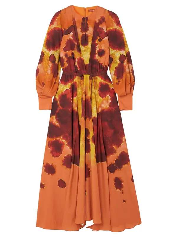 Altuzarra Peirene Tie-dyed Chiffon Midi Dress - Orange