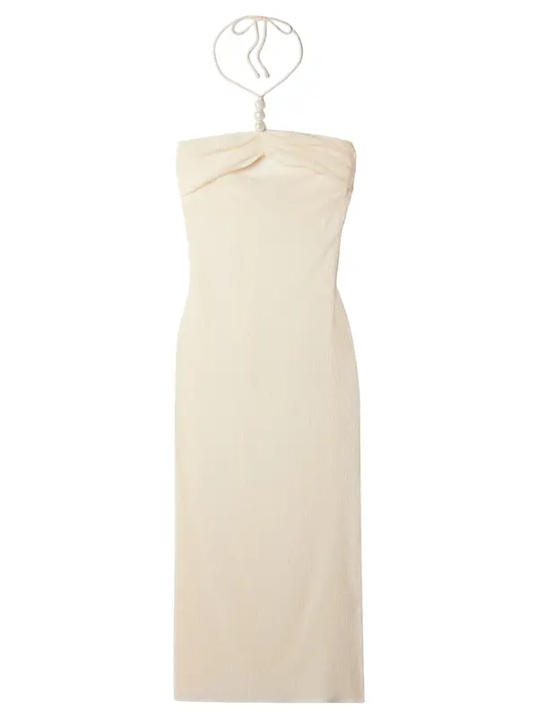 Magda Butrym Embellished Halterneck Maxi Dress - Cream