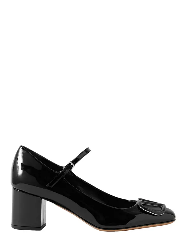 Valentino Garavani Vlogo Embellished Patent-leather Mary Jane Pumps - Black