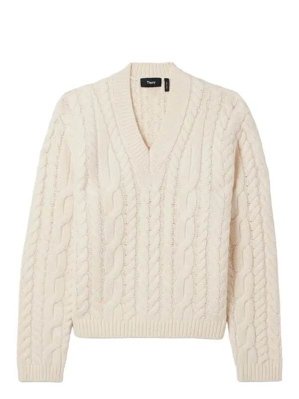 Theory Cable-knit Wool And Cashmere-blend Sweater - Ivory