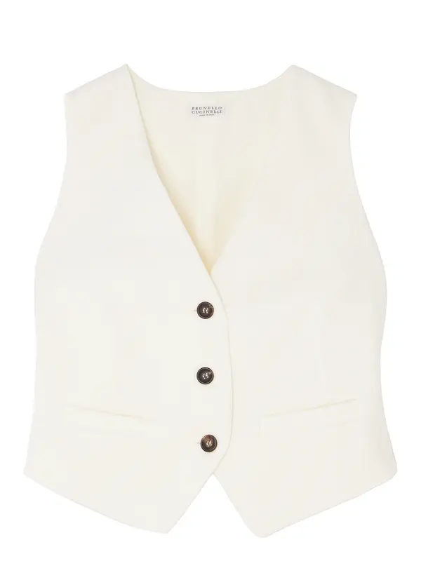 Brunello Cucinelli Cotton-blend Tweed Vest - White