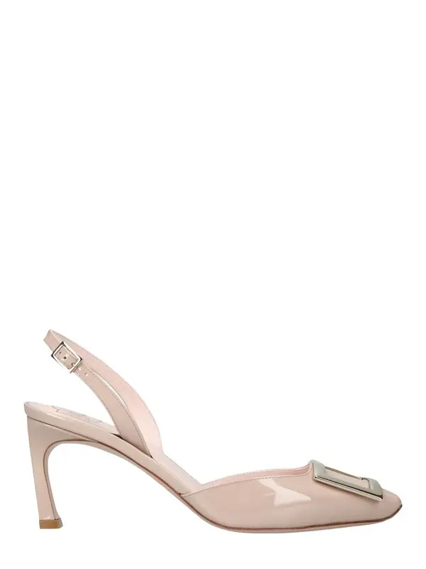ROGER VIVIER Leather Trompette Slingback Pumps - Nude