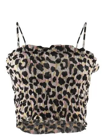 JACQUELINE DE YONG Leopard-print Crop Top - Black