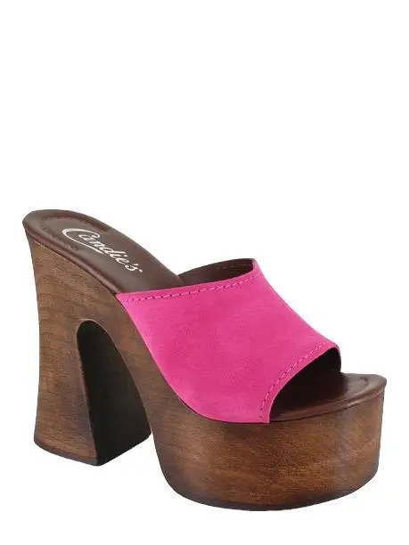 CANDIE'S Mia Platform Slide Sandal - Fuchsia Suede