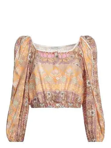 Sandro Embroidered Paisley Print Shirt - Sand