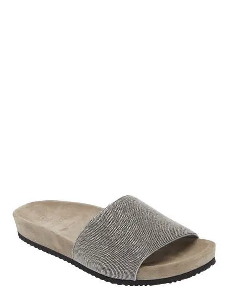 Brunello Cucinelli Monili Band Slide Sandal - Silver