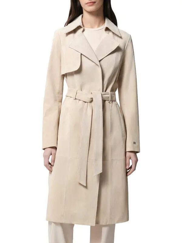 Soia & Kyo Alexis Genuine Suede Trench Coat - Mist