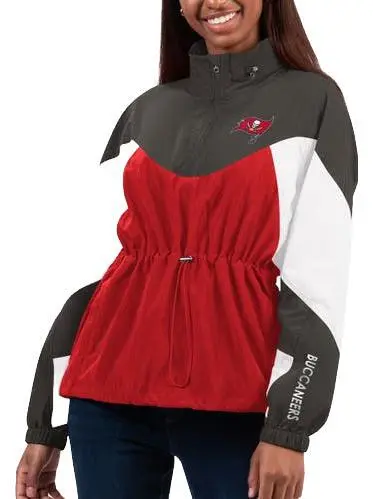 G-III 4HER BY CARL BANKS Pewter Tampa Bay Buccaneers Tie Breaker Lightweight Quarter-zip Jacket - Red