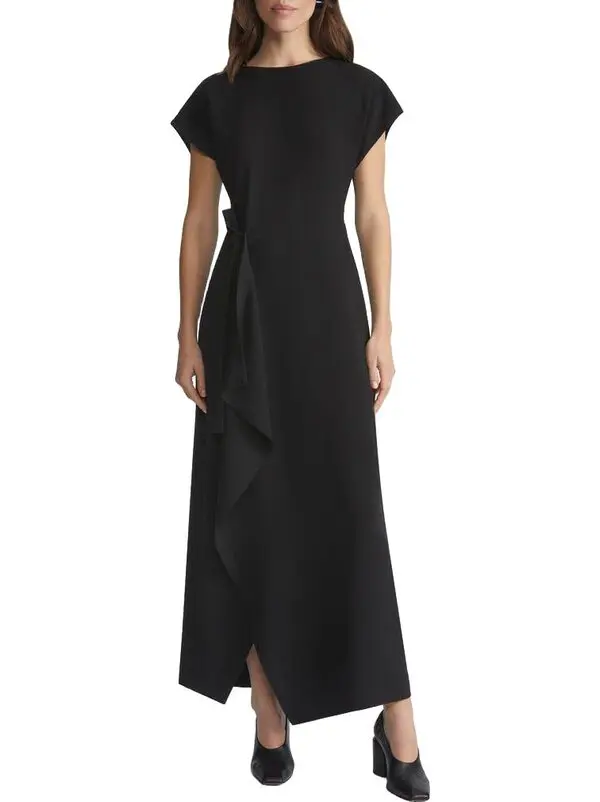 Lafayette 148 New York Tie-front Draped Crepe Dress - Black