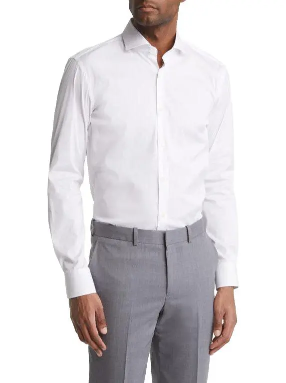 BOSS Hank Slim Fit Cotton Blend Dress Shirt - White