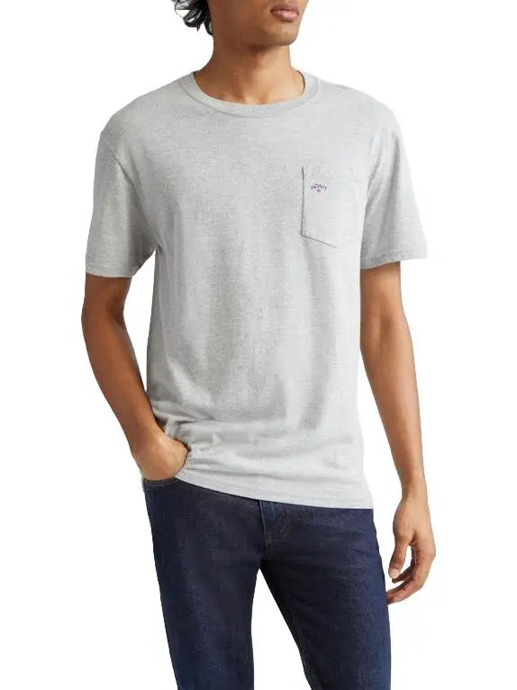 NOAH Core Logo Cotton Pocket T-shirt - Heather Grey