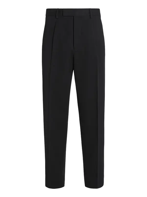 Zegna Cotton And Wool Pleated Trousers - Black