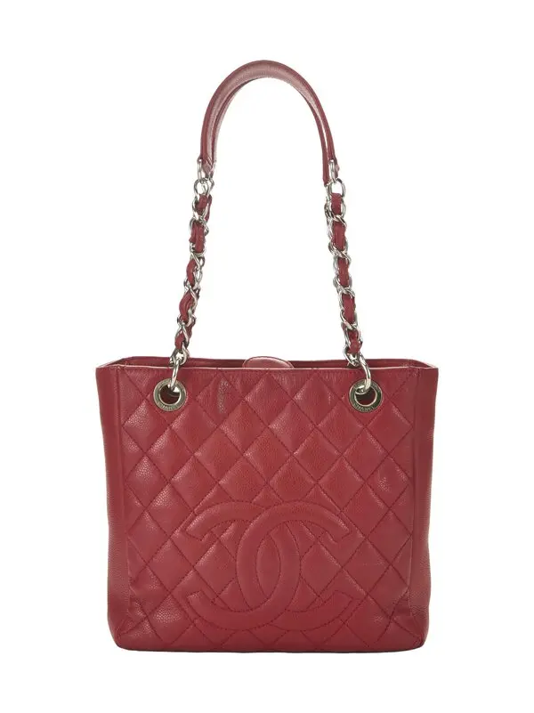 Chanel Quilted Caviar Shopping Tote - Red