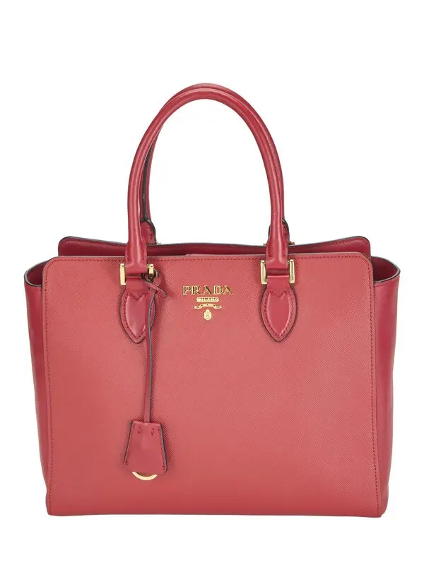 Prada Saffiano Convertible Handbag - Red
