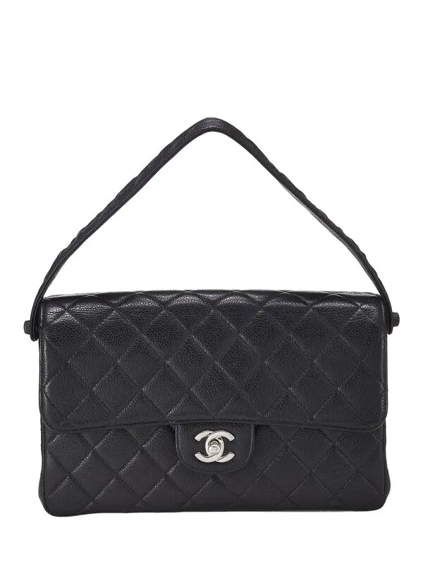 Chanel Quilted Caviar Double Sided Classic Flap Bag - Black