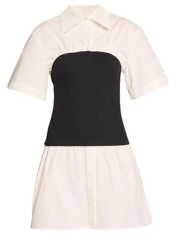 Anna Quan Kali Combo Mini Shirtdress - Whtblk
