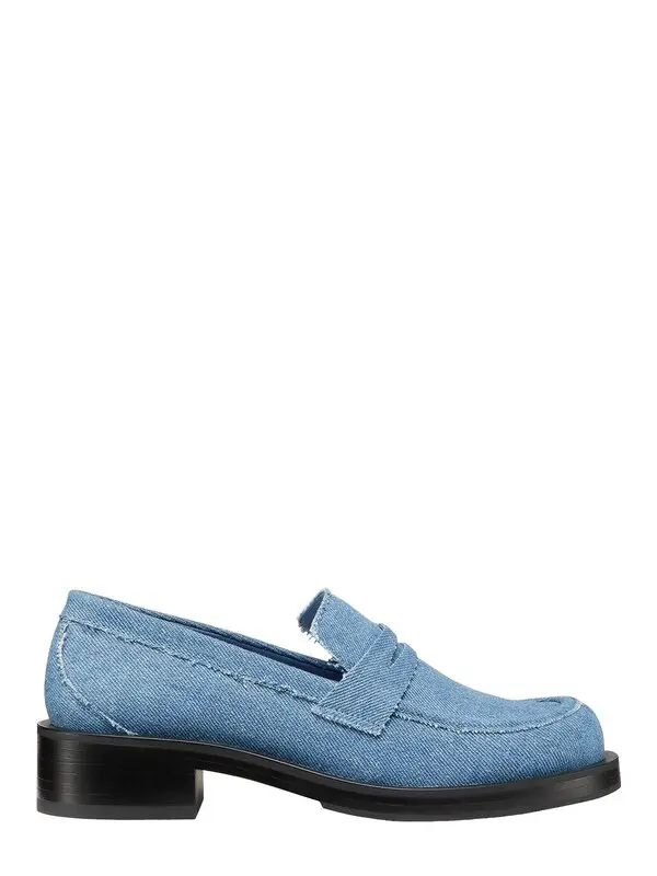 STUART WEITZMAN Palmer Frayed Denim Penny Loafers - Washed